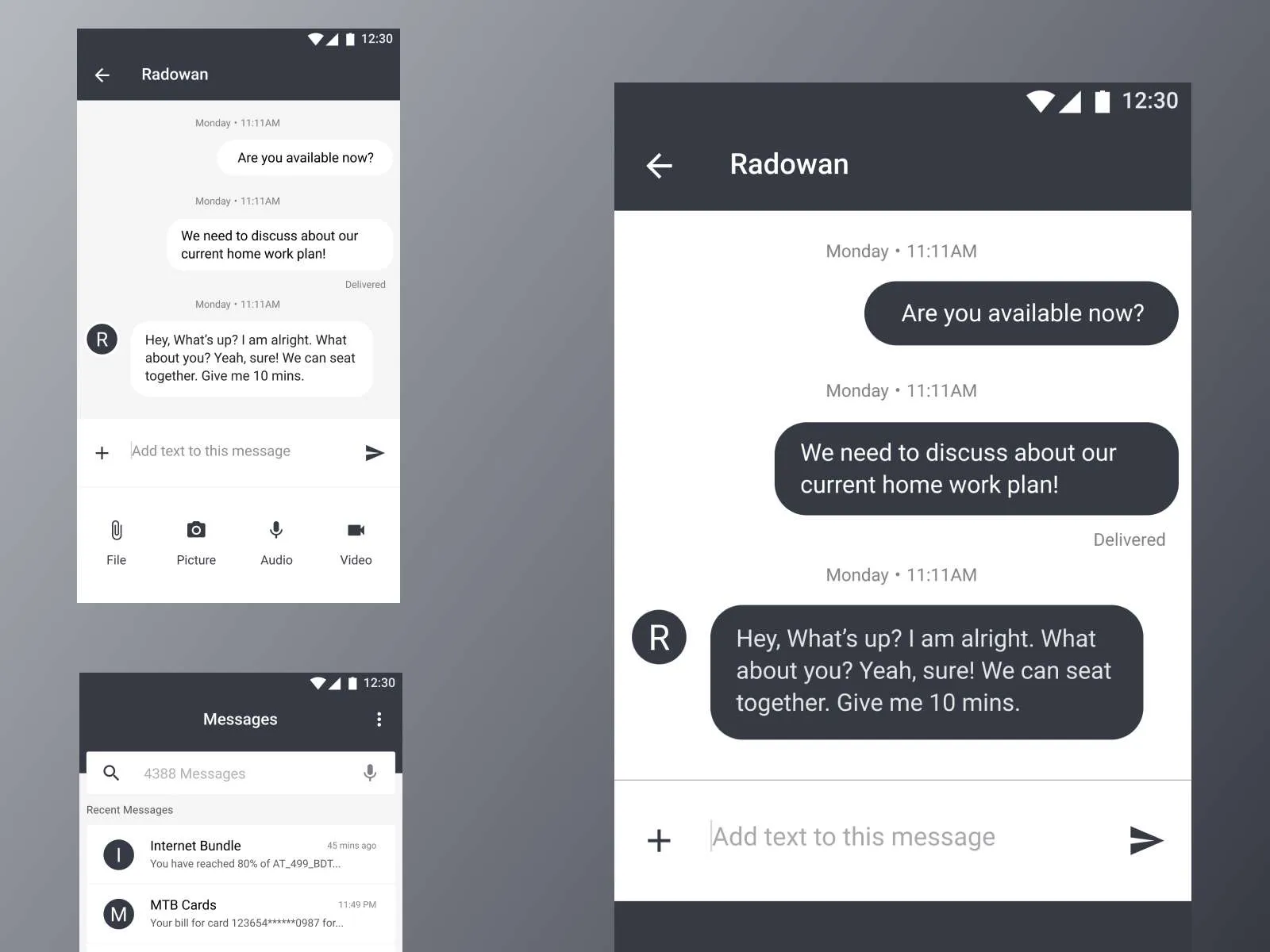 Android Messaging App free figma template for App Designs