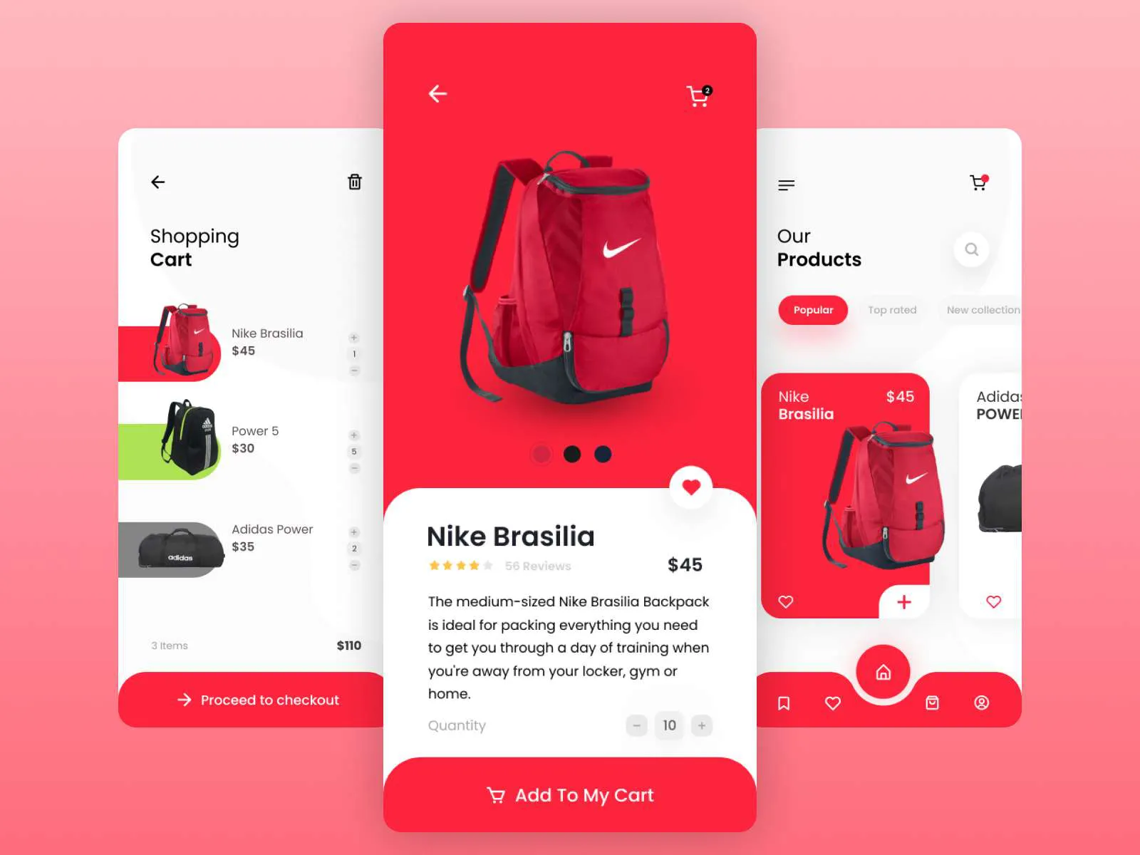 Bag Shop free figma template for App Designs