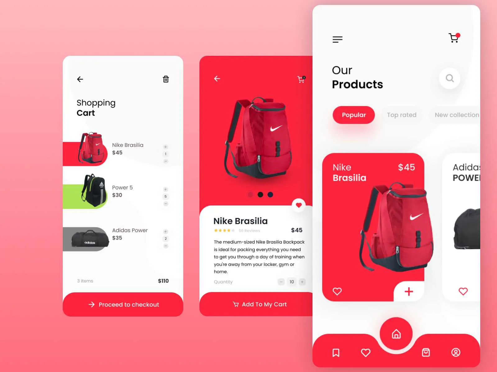 Bag Shop free figma template for App Designs