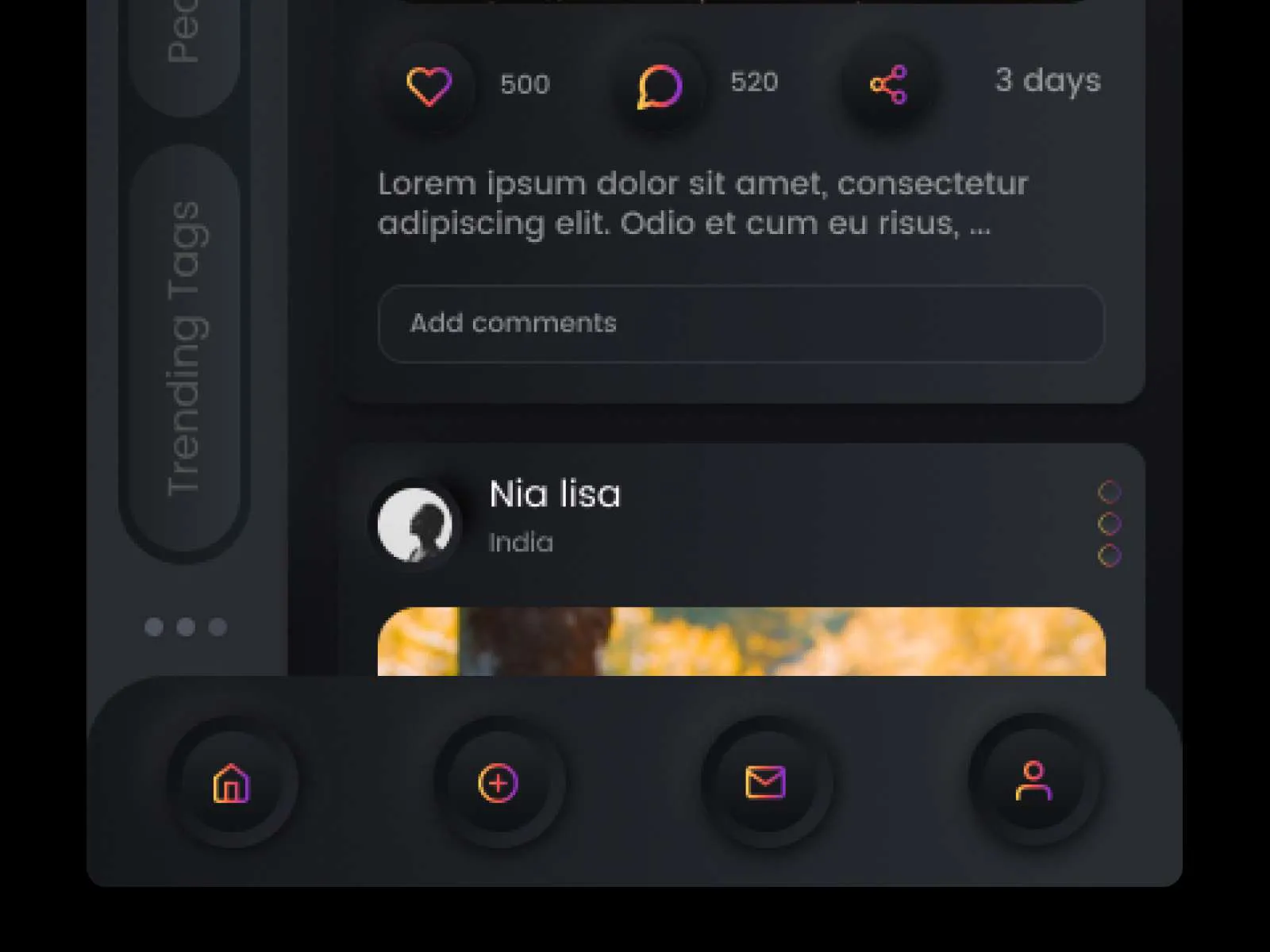 Instagram Black Cosmos free figma template for App Designs