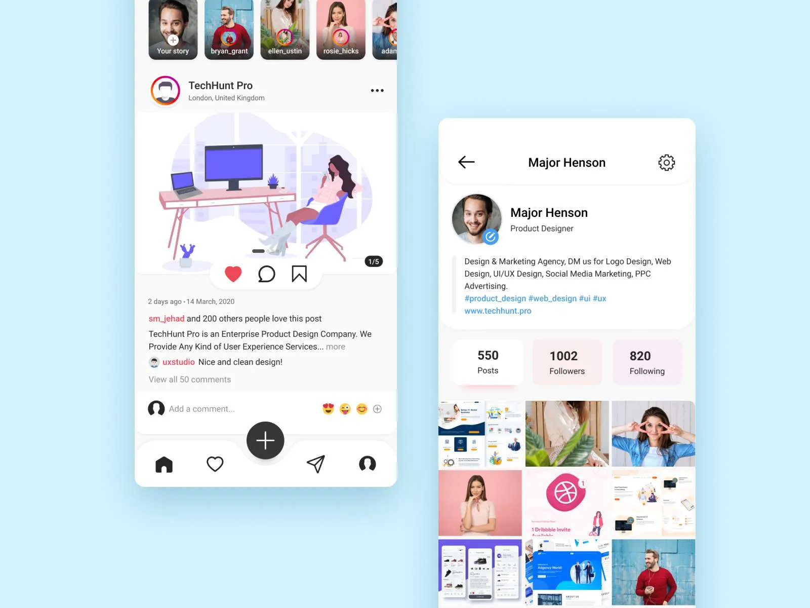 Intagram Redesign Challenge free figma template for App Designs