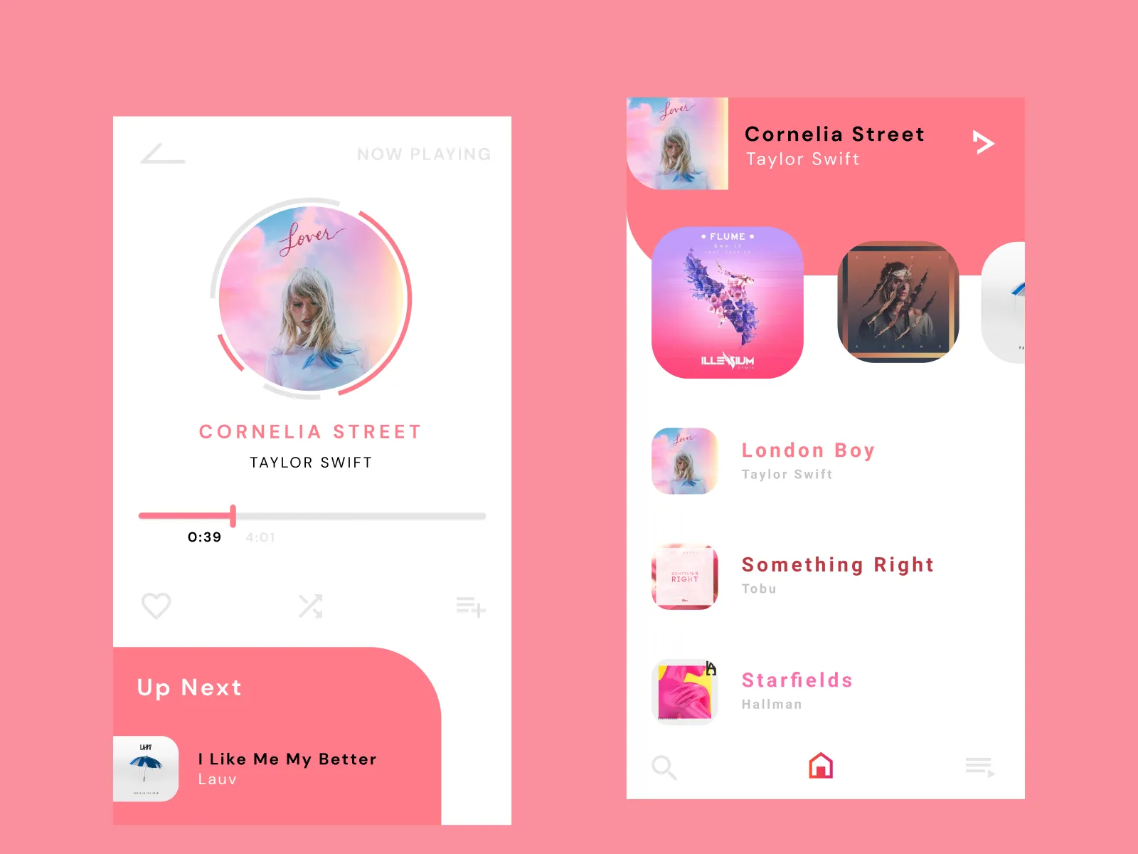 Music App free figma template for Adobe XD App Designs