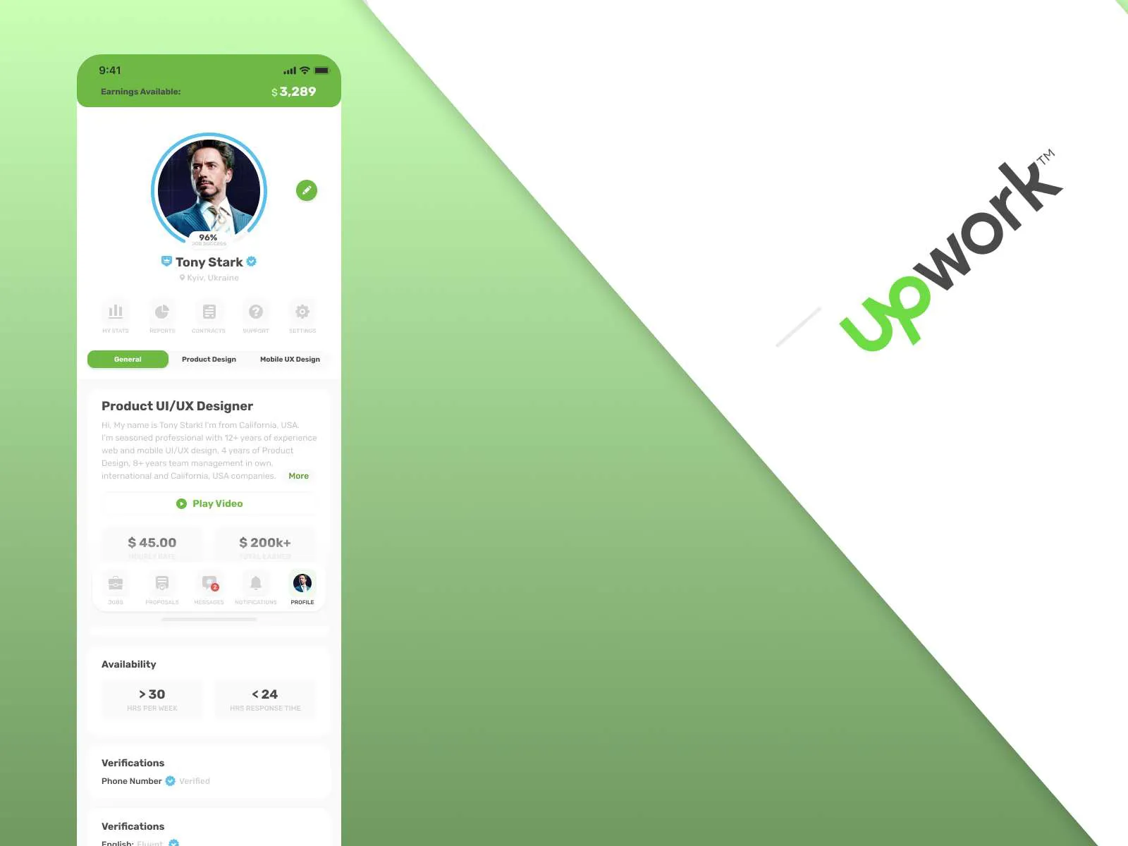 UpWork App Redesign free figma template for App Designs