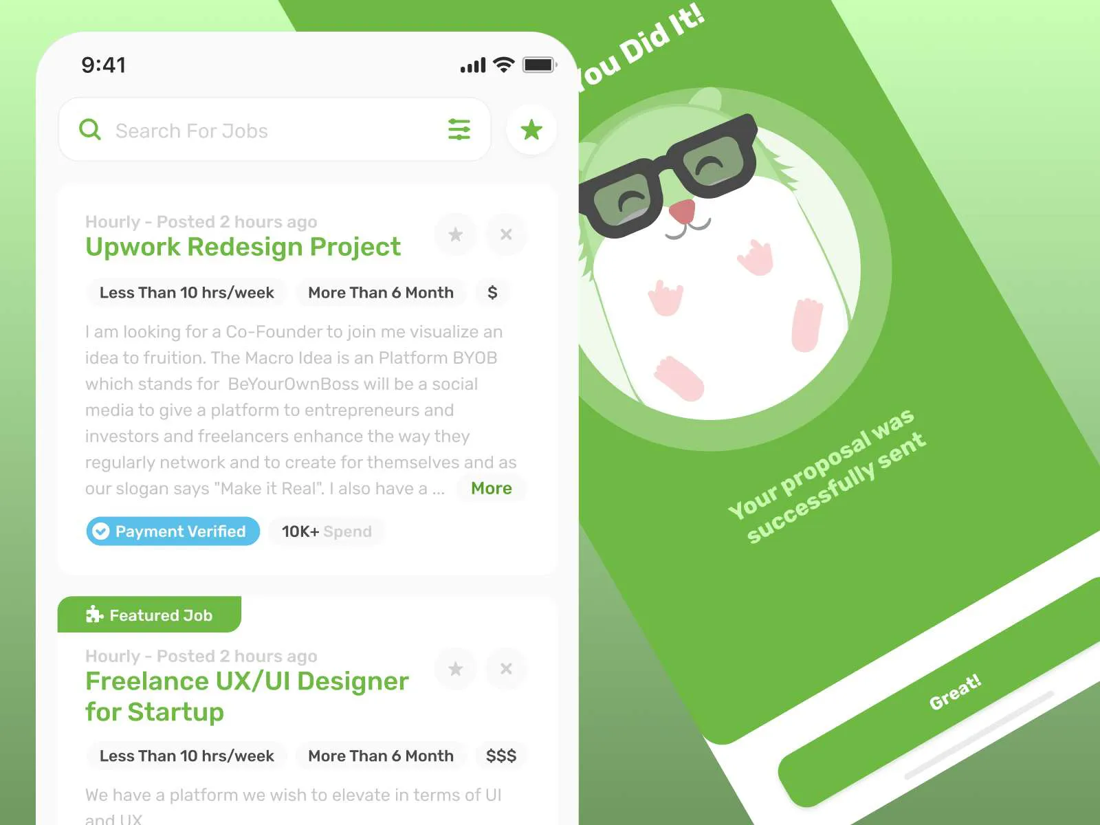 UpWork App Redesign free figma template for App Designs