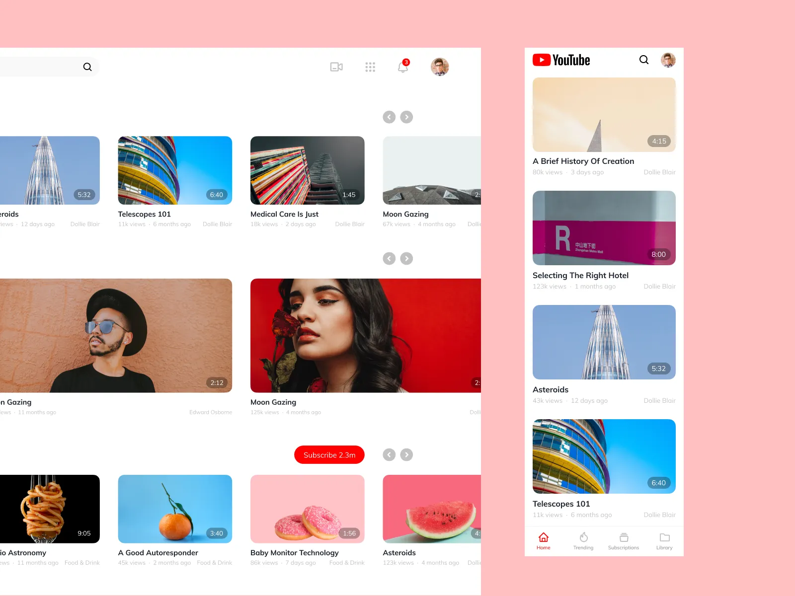 YouTube Redesign Concept free figma template for Dashboard/UI Kits