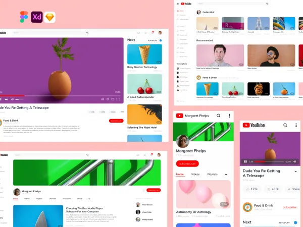 YouTube Redesign Concept free figma template for Dashboard/UI Kits