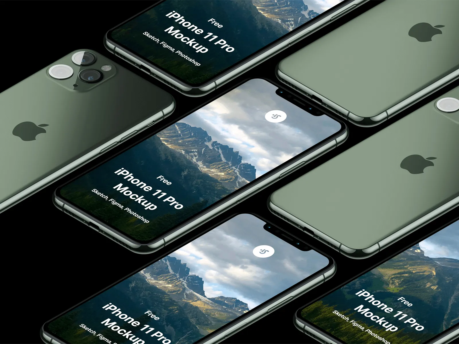 iPhone 11 Pro Perspective Mockup free figma template for App Designs